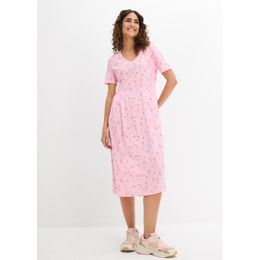 bonprix Damen bonprix Jerseykleid kniebedeckende L&auml;nge, figurumspielender Schnitt in A-Linie rosa 36/38 (S), N-Gr