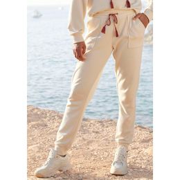 Vivance Damen Sweathose Relaxhose, Loungehose mit aufgesetzten Taschen, Loungewear beige 44/46, N-Gr