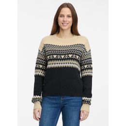 Ragwear Damen Rundhalspullover &raquo;OSLANA&laquo; mit Jacquard Strickmuster, Rundhals, normale Passform grau M