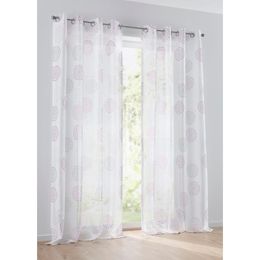 Kutti Vorhang &raquo;Bella&laquo; &Ouml;sen 1 Stk. tlg. Gardine, halbtransparent, Ausbrenner, bedruckt, Baumwolle-Polyester rosa Baumwolle, Polyester 245cm, &Ouml;sen, 135cm