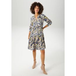 Aniston Casual Damen Aniston CASUAL Blusenkleid mit fantasievollem Paisley-Druck blau 40, N-Gr