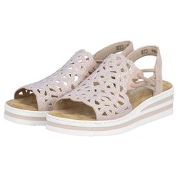 Rieker Damen Keilsandalette Schlupfsandale, Sommerschuh, Urlaubsschuh mit Glitzersteine 40