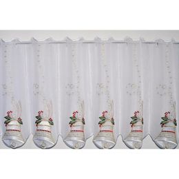 Stickereien Plauen Scheibengardine &raquo;Glockenzauber&laquo; Stangendurchzug 1 Stk. tlg. mit echter Plauener Spitze Stickerei bunt Voile, Polyester 40cm, Stangendurchzug, 95cm