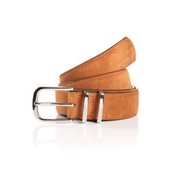 Tom Tailor Damen Tom Tailor Synthetikg&uuml;rtel &raquo;TTMILLIE&laquo; Veloursleder mit Ziern&auml;hten &ndash; 3,5 cm breit braun 90