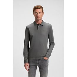 BOSS Orange Herren BOSS Orange Poloshirt &raquo;Passerby Langarm Regular Fit&laquo; Langarm Classic Stretch Pique Polo, pflegeleicht grau S