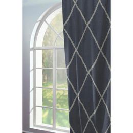 Adam Vorhang &raquo;Casket Valdelana&laquo; Kr&auml;uselband 1 Stk. tlg. aus 100% Bio-Baumwolle blau Jacquard, Baumwolle (Bio-Baumwolle) 145cm, Kr&auml;uselband, 145cm