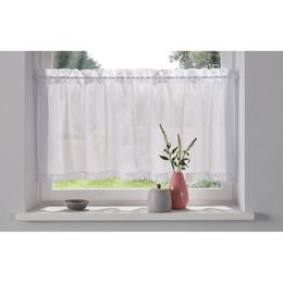 OTTO home Scheibengardine &raquo;Missy&laquo; Stangendurchzug 1 Stk. tlg. mit Spitzenbord&uuml;re wei&szlig; Polyester, Polyester 30cm, Stangendurchzug, 90cm