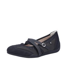 Rieker Damen Riemchenballerina Schlupfschuh, Flats, Slipper mit Mesheinsatz schwarz 43