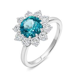 Firetti Damen Fingerring &raquo;Schmuck Geschenk Silber 925 Damenring Ring Blume&laquo; mit Zirkonia (synth.) blau 54, Silber 925 (Sterlingsilber), 1,9mm