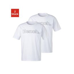 Bench. Loungewear Herren T-Shirt 2 Stk. Shirt mit Logoprint, Basicshirt mit Rundhals aus reiner Baumwolle wei&szlig; XXL