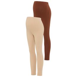Neun Monate Damen Umstandshose &raquo;2 St&uuml;ck Umstands-Hosen f&uuml;r Schwangerschaft und Stillzeit&laquo; 2er Pack Leggings f&uuml;r Schwangerschaft & Stillzeit braun 40/