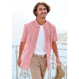 H.I.S. H.I.S Herren Kurzarmhemd &raquo;, sommerliches Strukturhemd&laquo; Regular Fit, Stehkragenhemd mit Brusttasche, reine Baumwolle orange L (41/42), N-Gr