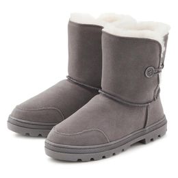 Lascana Damen Lascana Winterstiefel aus kuscheligem Lammfell, robuste Sohle, Winterstiefelette, Snowboots grau 39
