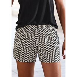 Lascana Damen Lascana Pyjamashorts mit edlem Allover-Muster schwarz-wei&szlig; 34, N-Gr