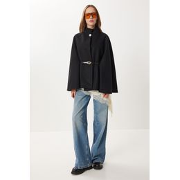 Strukturierter Poncho mit G&uuml;rtel