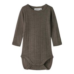 name it Jungen Langarmbody &raquo;NBMWANG WOOL NEEDLE LS BODY SOLID NOOS&laquo; aus reiner Merinowolle 62, N-Gr