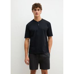 Marc O'Polo Marc O'polo Herren Marc O'Polo Pyjamaoberteil &raquo;Mix N Match Interlock&laquo; mit Rundhalsausschnitt, kleiner Knopfleiste und kurzem Arm schwarz L (54)