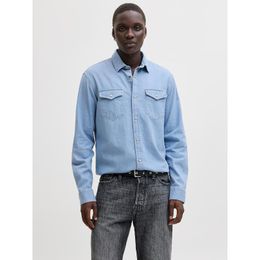 Jack & Jones Jack & Jones Herren Langarmhemd &raquo;JJESHERIDAN SHIRT L/S NOOS&laquo; mit angesetzter Brusttasche blau L, N-Gr