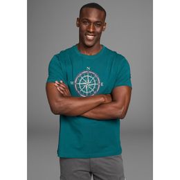 Delmao Herren DELMAO T-Shirt Kurzarm, bedruckt, Rundhals, aus Baumwolle gr&uuml;n M (48/50)