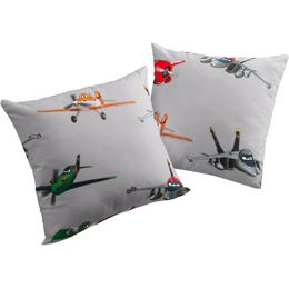 WIRTH Dekokissen &raquo;Planes Delta&laquo; Disney, Kissenh&uuml;lle ohne F&uuml;llung, 2 St&uuml;ck grau Polyester B/L: 40cm x 40cm, 2 Stk.