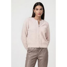 monari Damen Strickjacke &raquo;Pl&uuml;sch&laquo; im flauschigen Materialmix, Rundhals 46