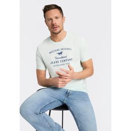 Mustang Herren Mustang Rundhalsshirt &raquo;Alex Logoprint uni&laquo; normale Passform, Kurzarm-Design wei&szlig; XXL