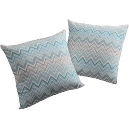 WIRTH Dekokissen &raquo;Benewitz&laquo; Kissenh&uuml;lle ohne F&uuml;llung, 2 St&uuml;ck blau Baumwolle, Polyester B/L: 40cm x 40cm, 2 Stk.
