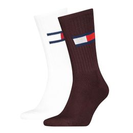 Tommy Hilfiger Herren Socken &raquo;TH UNI TJ SOCK 2P FLAG&laquo; 2 Paar, 2 Paar tlg. mit gro&szlig;em Logo braun 43-46