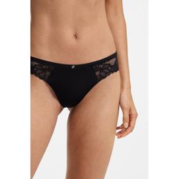 BOSS Damen BOSS Tanga &raquo;BLOSSOM&laquo; aus Spitze mit plissiertem Mesh und goldenem Anh&auml;nger schwarz M