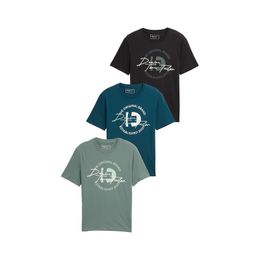 Tom Tailor Denim Herren Tom Tailor Denim T-Shirt Packung, 3 Stk. mit Print gr&uuml;n M