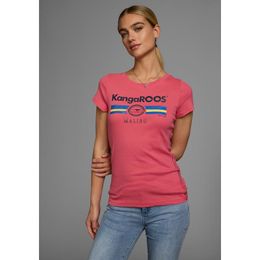 Kangaroos Damen Kangaroos T-Shirt Kurzarm, unifarben und bedruckt, Rundhalsausschnitt lila 40/42