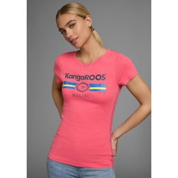 Kangaroos Damen Kangaroos T-Shirt Kurzarm, unifarben und bedruckt, Rundhalsausschnitt lila 48/50