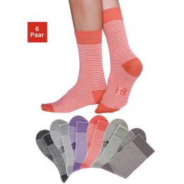 H.I.S. H.I.S Damen Socken &raquo;Damen Socken Ringelsocken Str&uuml;mpfe&laquo; Packung, 6 Paar tlg. mit druckfreiem B&uuml;ndchen bunt 35-38