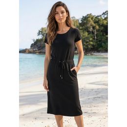 Laura Scott Damen Shirtkleid &raquo;mit Bindeband aus softem und atmungsaktivem Jersey&laquo; im Basic-Stil, Shirtware, femininer Look schwarz 40, N-Gr