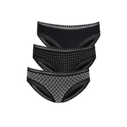 Lascana Damen Lascana Bikinislip 3er-Pack, Loungetop und Unterziehtop in einem aus Baumwolle mit Spitze schwarz 48/50