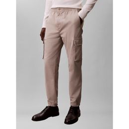 Calvin Klein Jeans Herren Cargohose elastischer Bund, Skinny fit, Cargotaschen beige XXL, N-Gr