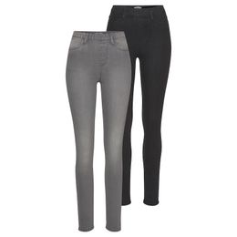 Flashlights Damen Jeansjeggings Packung, 2er-Pack, enge Passform, R&ouml;hrenjeans, Used-Look-Waschung, hohe Leibh&ouml;he schwarz 44, N-Gr