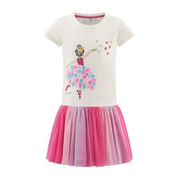 happy girls M&auml;dchen happy girls Sommerkleid mit angesetztem T&uuml;llrock und hochwertigem Frontmotiv 98, N-Gr