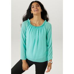 Aniston Selected Damen Aniston SELECTED Schlupfbluse mit weiten Ausschnitt und elastischen Gummi blau 44