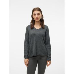 V&eacute;ro Moda Vero Moda Damen V-Ausschnitt-Pullover &raquo;VMCREWLEFILE LS V-NECK BLOUSE NOOS&laquo; Materialmix, loose fit grau XL