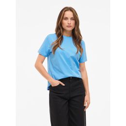 Vila Damen Kurzarmshirt &raquo;VINORA S/S T-SHIRT - NOOS&laquo; Baumwollmischung, regular fit blau XS
