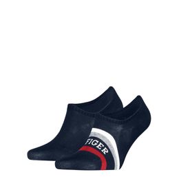 Tommy Hilfiger Herren F&uuml;&szlig;linge &raquo;TH MEN FOOTIE 2P HILFIGER TAB&laquo; 2er-Pack, mit Anti-Rutsch Technologie blau 39-42