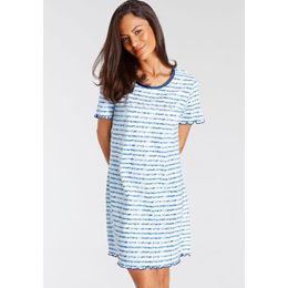 Vivance Dreams By Lascana Damen Vivance Dreams by Lascana Sleepshirt mit Kr&auml;uselsaum blau 32/34, N-Gr