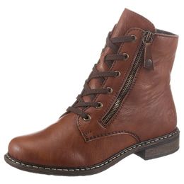 Rieker Damen Stiefelette Schn&uuml;rstiefelette, Schn&uuml;rboots mit Rei&szlig;verschluss an der Au&szlig;enseite braun 38