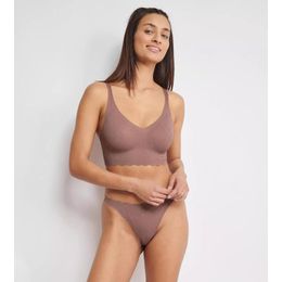 Sloggi Damen Sloggi Bralette &raquo;ZERO Feel Bliss&laquo; herausnehmbare, atmungsaktive Pads, Stretch-Spitze, mittlerer Halt braun XL, N-Gr