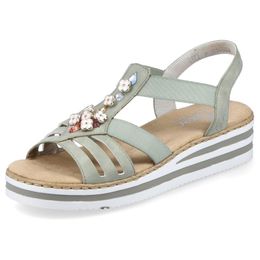 Rieker Damen Riemchensandale , Sommerschuh, Sandalette, Keilabsatz, mit Schmuckelementen gr&uuml;n 42