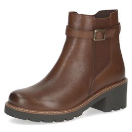 Caprice Damen Chelseaboots , Blockabsatz, Herbstboots, Stiefelette mit dezenter Zierschnalle braun 40