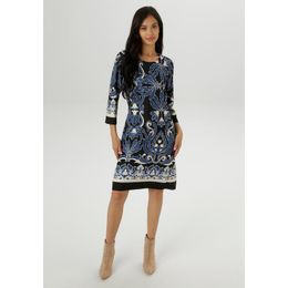 Aniston Selected Damen Aniston SELECTED Jerseykleid mit Ornamenten- und Rankendruck Allover schwarz 40, N-Gr