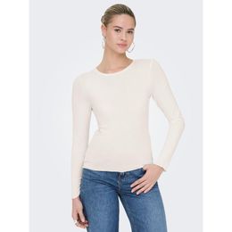 Only Damen Only Langarmshirt &raquo;ONLVIRRO O NECK L/S TOP BOX JRS&laquo; Materialmix, regular fit beige XL