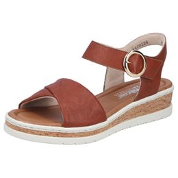 Rieker Damen Keilsandalette Sommerschuh, Urlaubsschuh, Sandale mit Klett braun 36